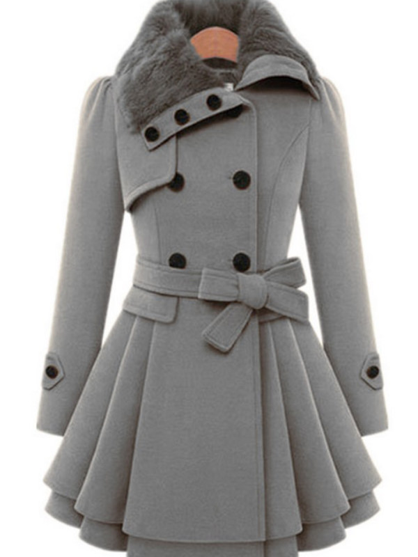 Fold-Over Collar Plain Coat - prestarrs.com