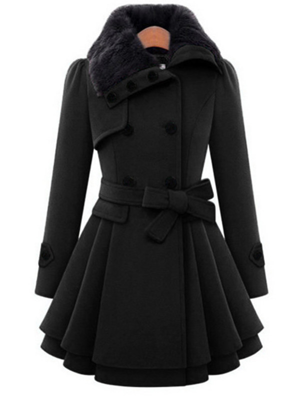 Fold-Over Collar Plain Coat - prestarrs.com