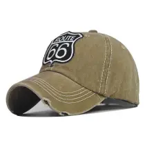 Route 66 Letter Embroidered Washed Baseball Cap - Cotosen.com