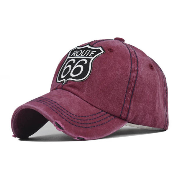 Route 66 Letter Embroidered Washed Baseball Cap - Cotosen.com