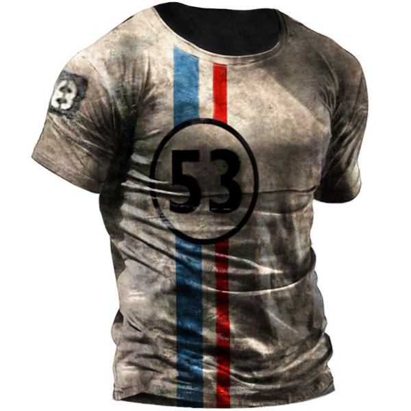Mens Vintage Racing Stripes Retro T-Shirt - Wayrates.com