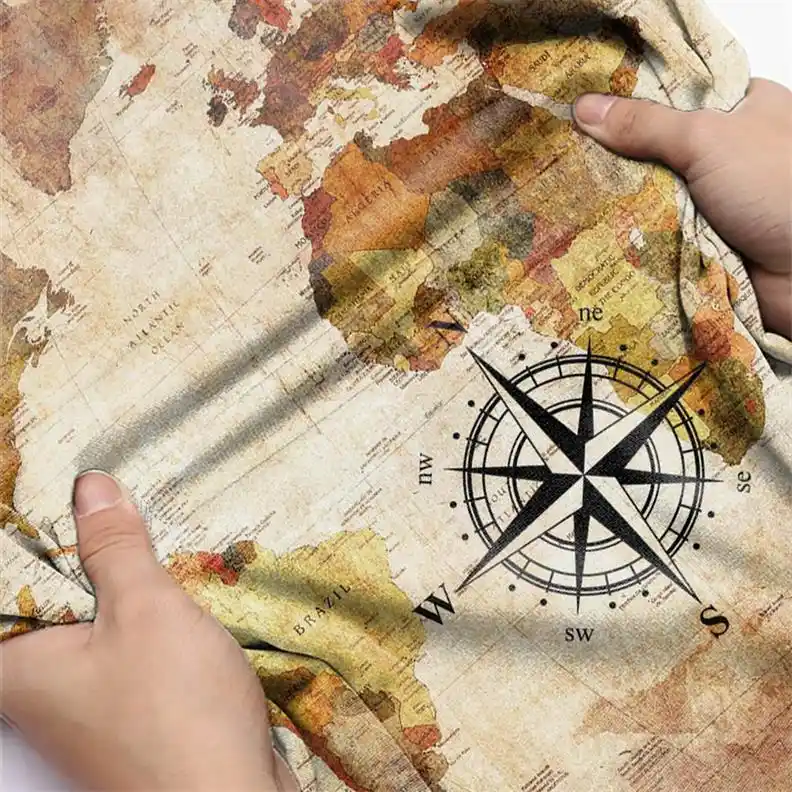 Plus Size Men's Vintage Nautical Map Compass Print T-Shirt
