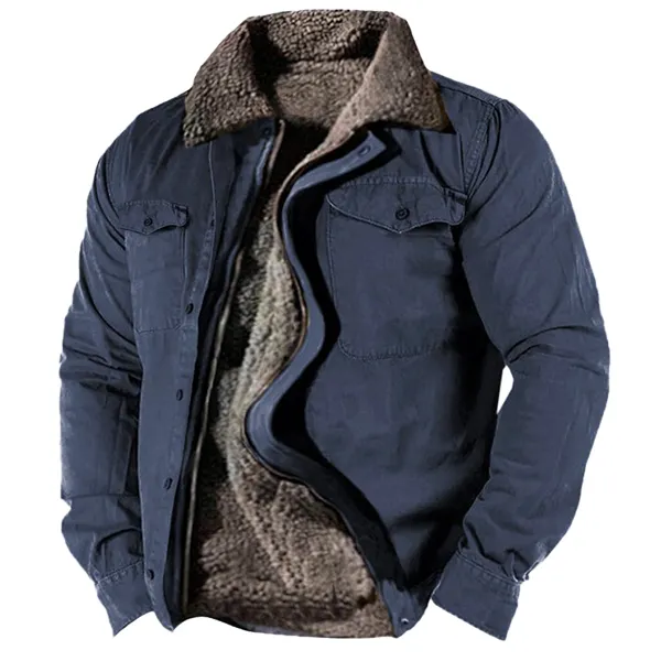 Men's Winter Coat Winter Work Jackets Plush Fleece Warm Lining Zipper ...