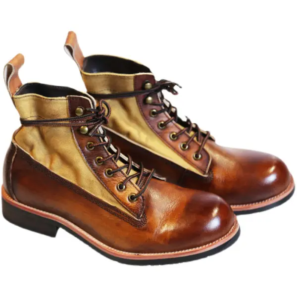 Men's Western Style Retro Motorcycle Boots - Cotosen.com