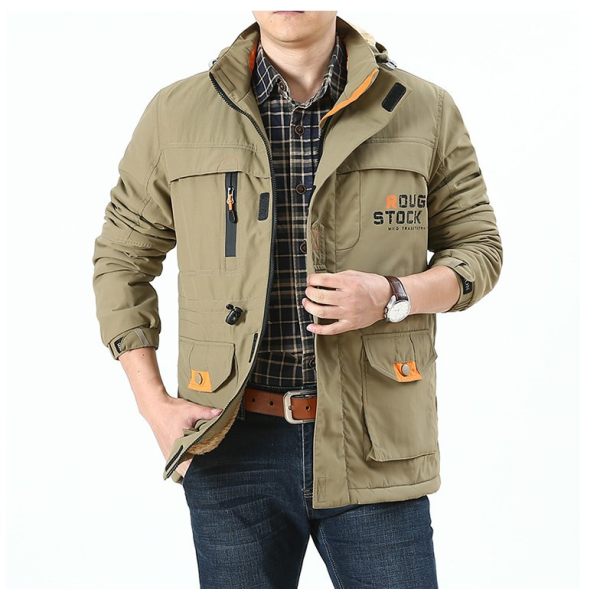 Men's Mid-length Waterproof And Oil-proof Outdoor Hooded Jacket