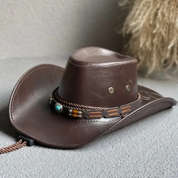 Western Cowboy Hat Outdoor Sun Protection Sun Travel Hat - Cotosen.com