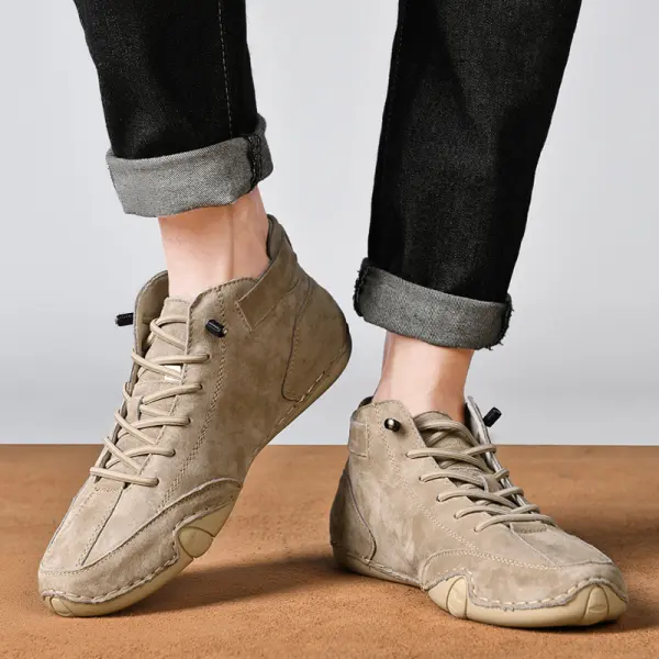 High Suede Boots Microfiber Leather Beck Shoes for Men Waterproof ...