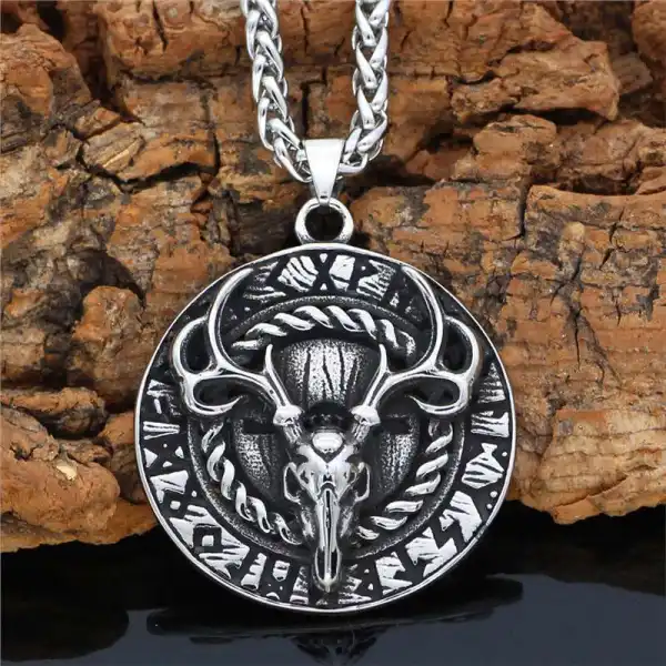 Men's Vintage Viking Rune Deer Pendant Necklace - Cotosen.com