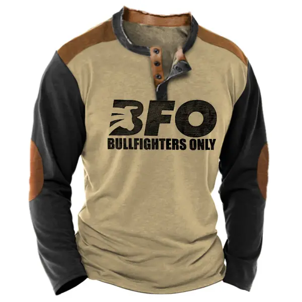 Men's Bullfighting BFO Color Block Print Daily Casual Long Sleeve T ...