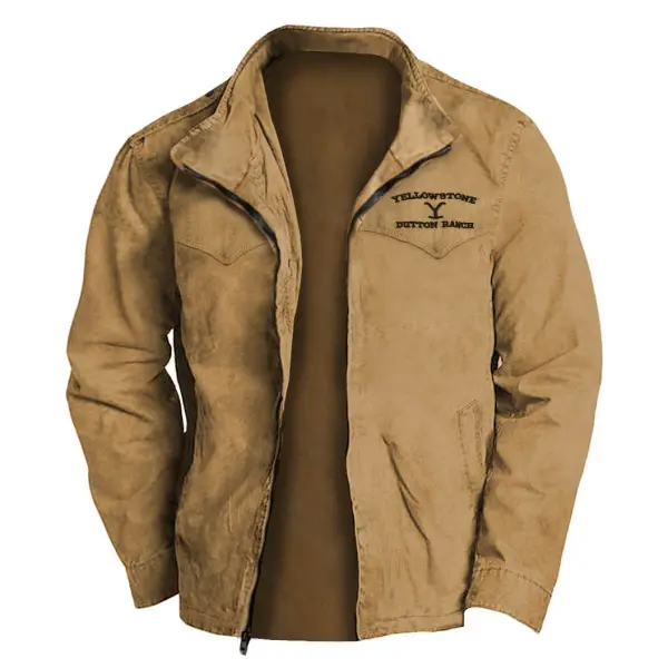 Men's Jacket Vintage Yellowstone Dutton Ranch Embroidered Outdoor ...