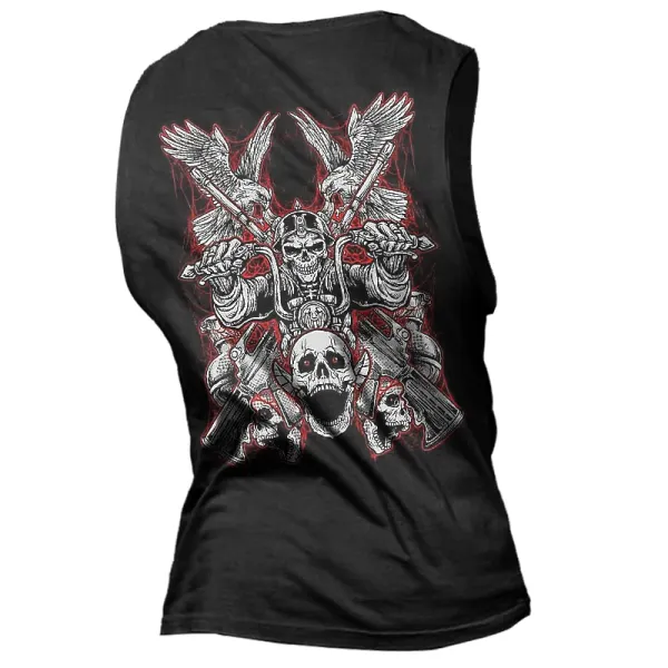 Men's Skull Print Outdoor Motorcycle Riding Tank Top - Cotosen.com