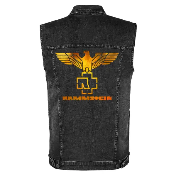 Men's Vintage Rammstein Rock Band Dark Skull Print Sleeveless Vest ...