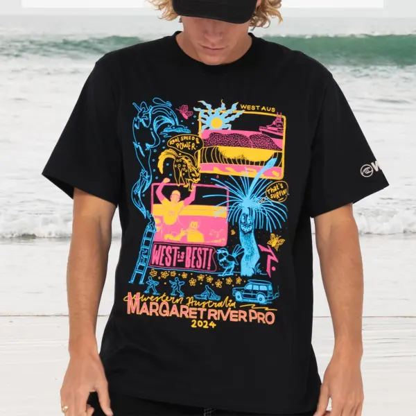 Men's 2024 WSL Surf Poster Beach Loose Short Sleeve Oversized T-Shirt ...