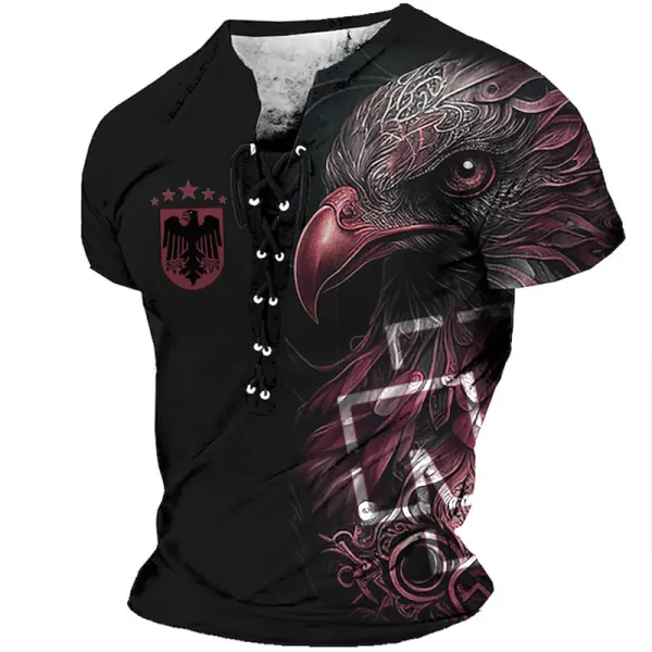 Men's Rammstein Rock Band Skull Headed Eagle Print Short Sleeve Lanyard ...