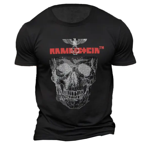 Men's Vintage Rammstein Rock Band Skull Short Sleeve Crew Neck T-Shirt ...