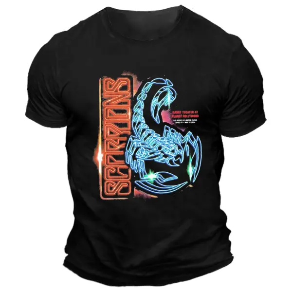 Men's Vintage Scorpions Rock Band Print Short Sleeve Crew Neck T-Shirt ...