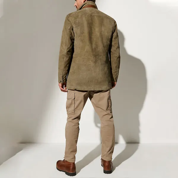 Men Vintage Carlsbad Calfskin Leather Blazer With Merino Shearling ...