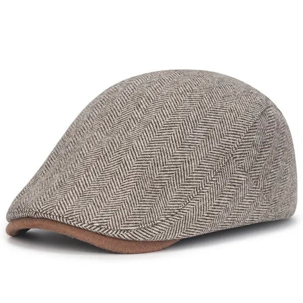 Herringbone Casual Warm Peaked Cap British Retro Progressive Hat ...